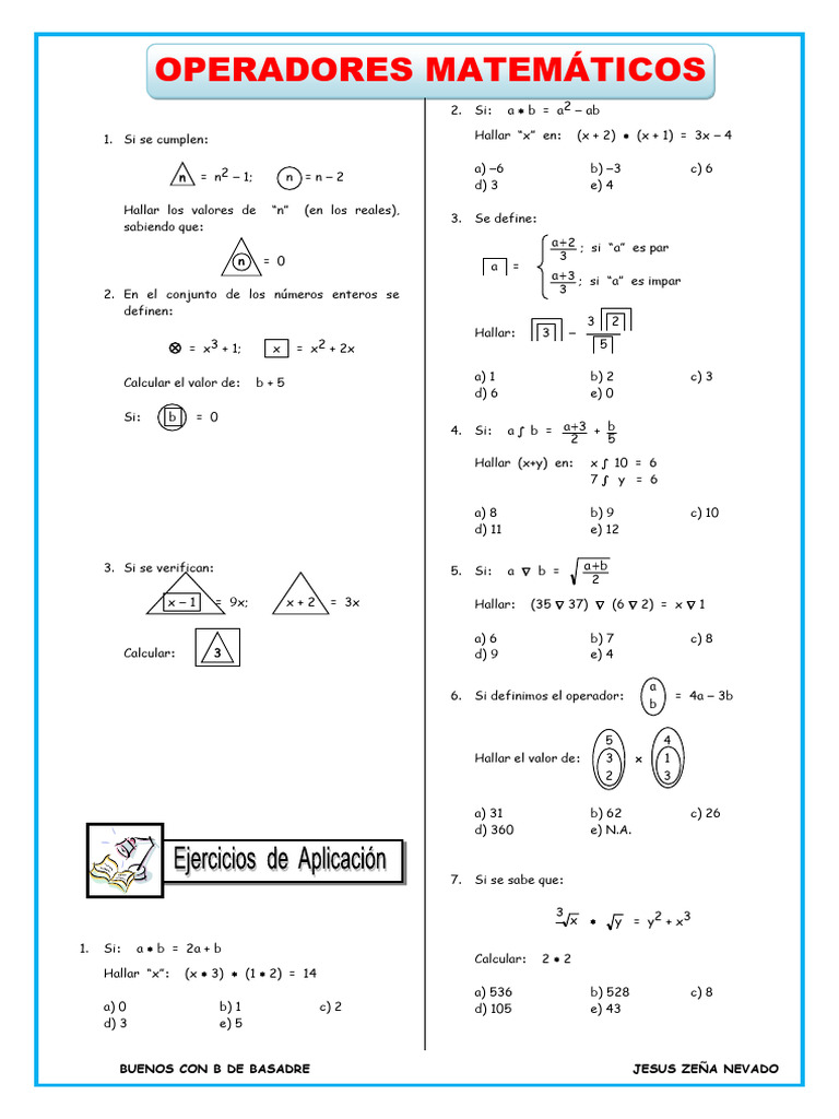 Ejercicios de Operadores Matemáticos | PDF