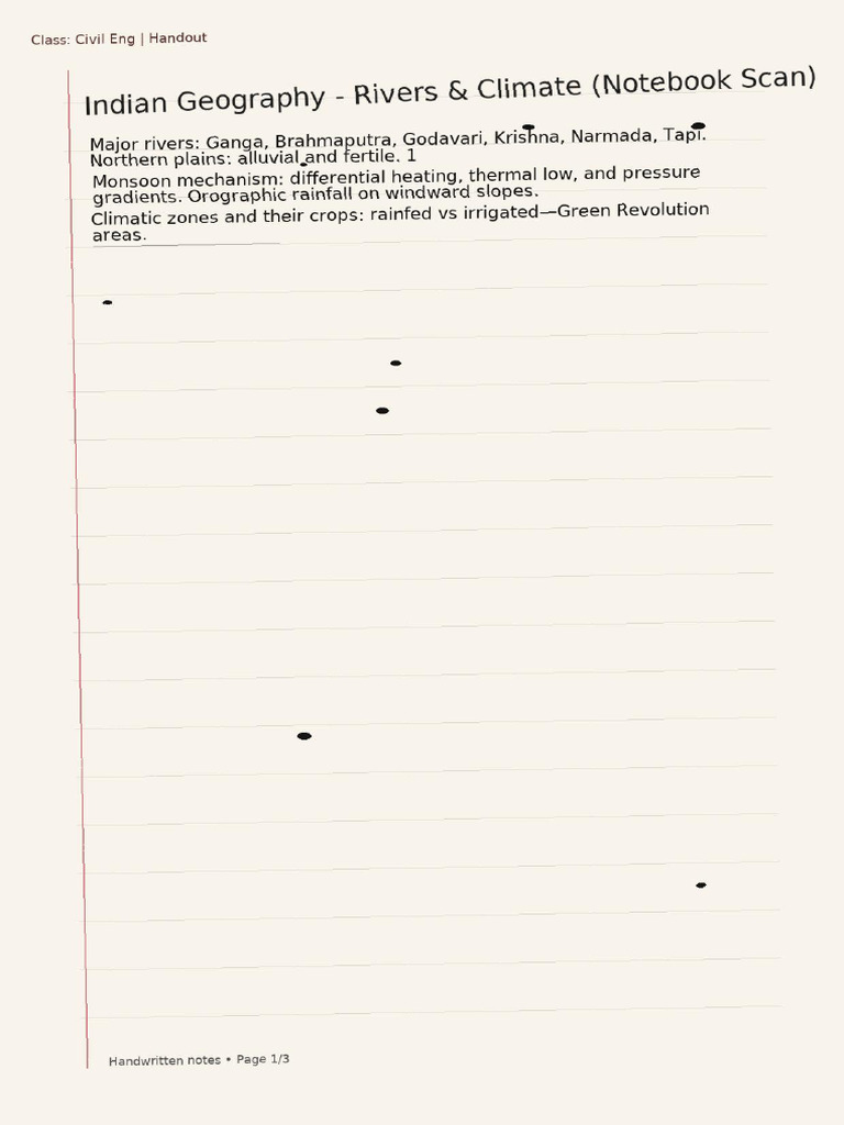 Scanned Notes 2 Indian Geography | PDF