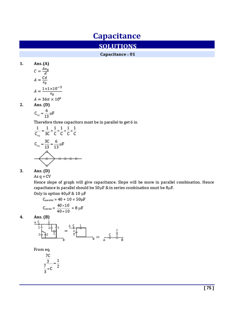 Capacitance S | PDF | Capacitance | Series And Parallel Circuits