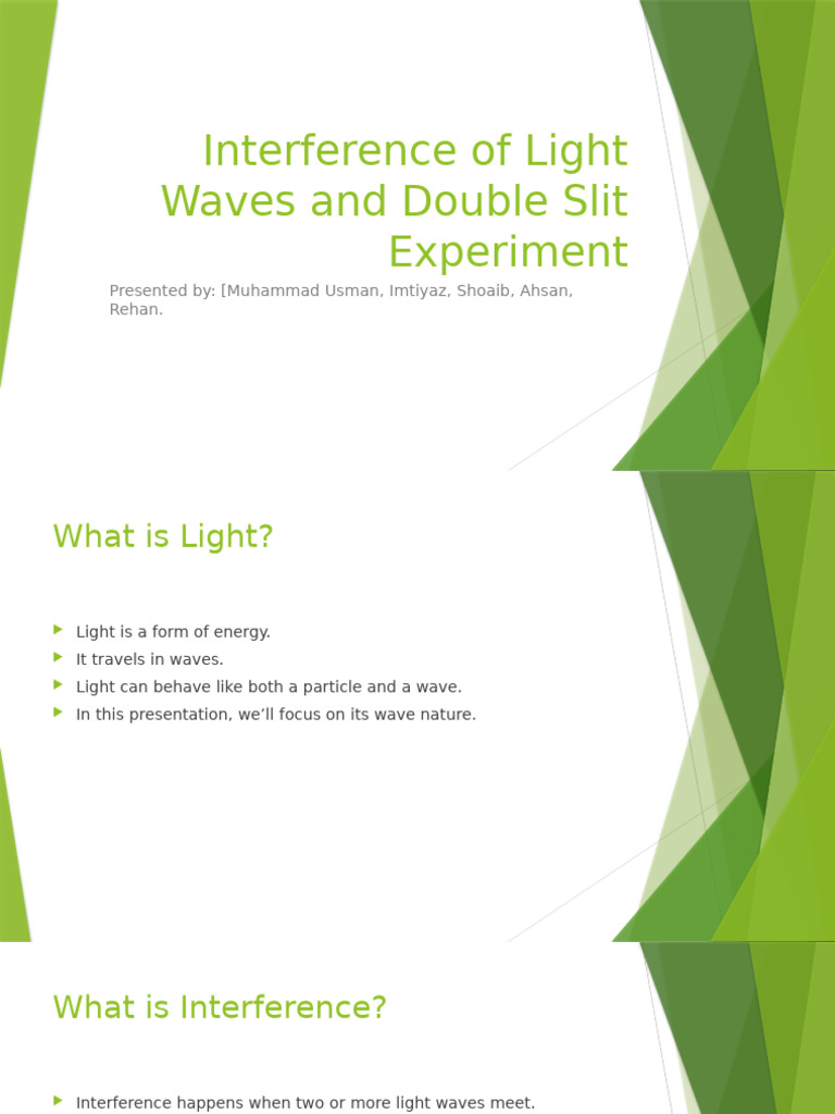 Interference of Light Waves and Double Slit Experiment | PDF