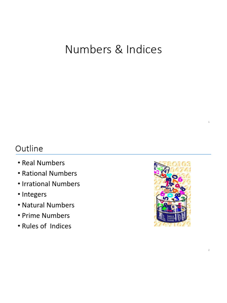 Types of Numbers and Indices Explained | PDF | Numbers | Rational Number