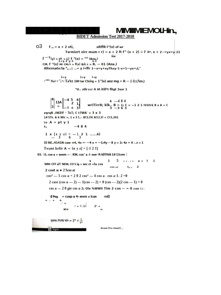 BUET Admission Test Question | PDF