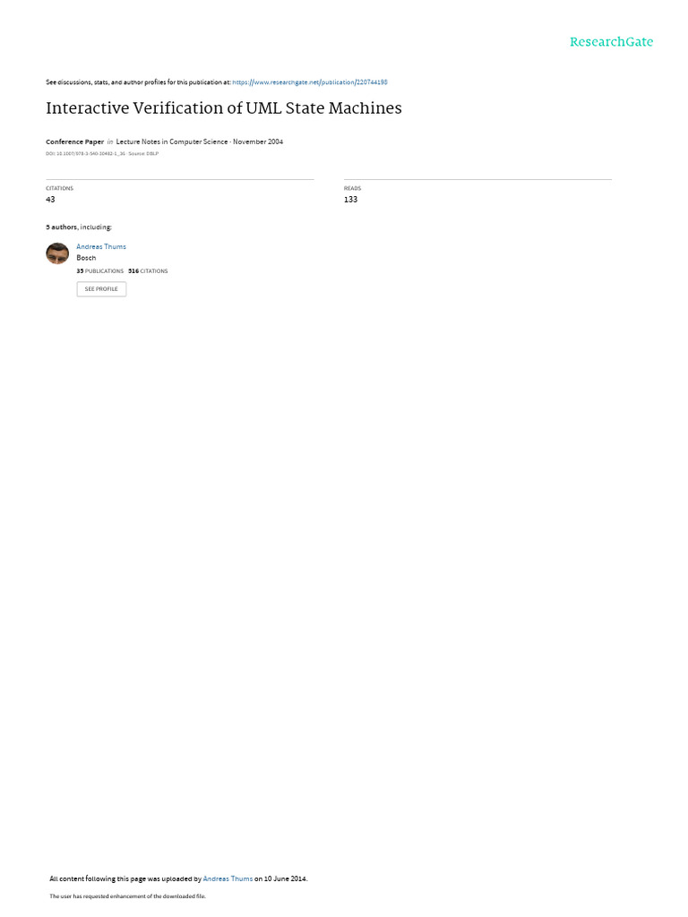 Interactive Verification of UML Machines | PDF | Formal Verification ...