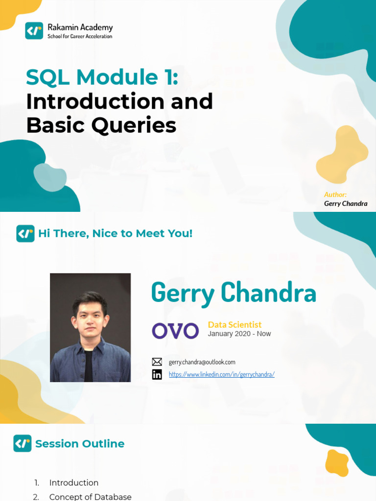 SQL Short Course – Module 1 – Introduction and Basic Queries | PDF