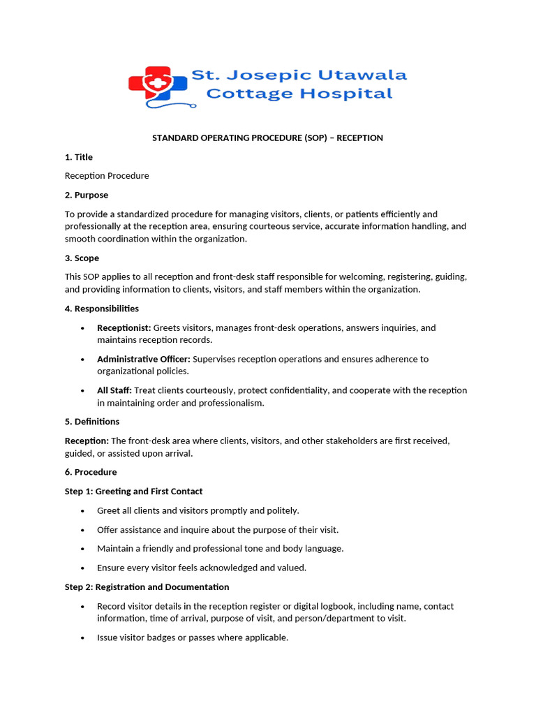 Reception Sop | PDF