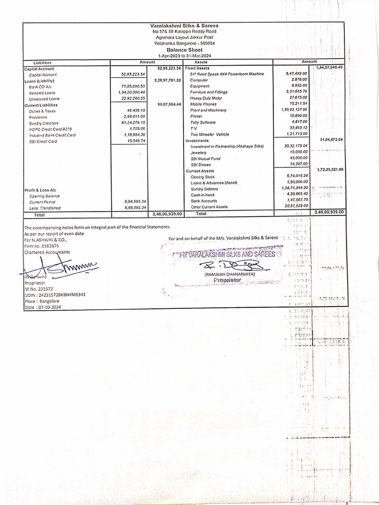 VSS Balance Sheet Signed | PDF