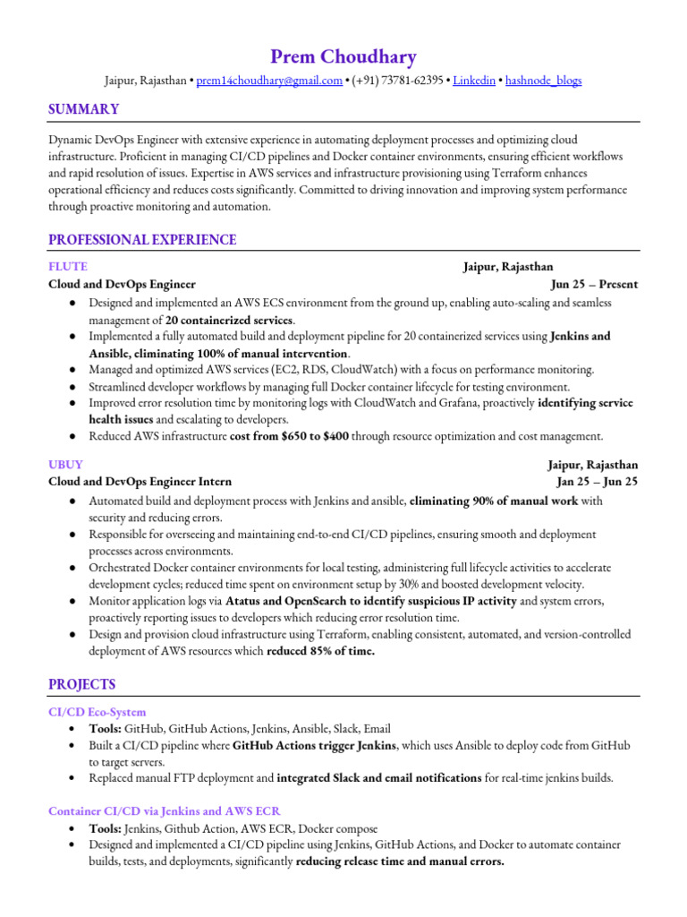 Prem Nc Resume | PDF | Amazon Web Services | Cloud Computing