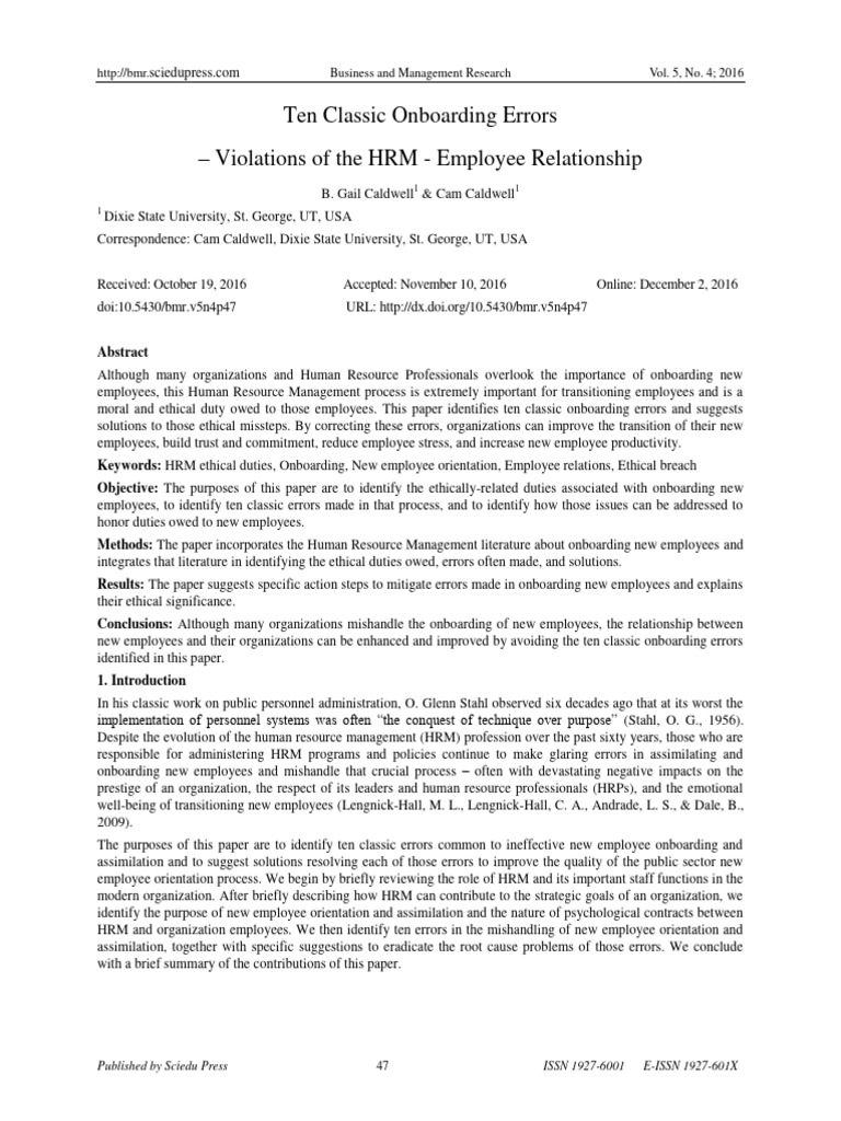 Ten Classic Onboarding Errors Violations | PDF | Human Resource ...