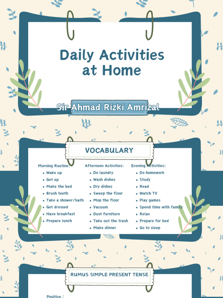 Daily Activities at Home Practice | PDF