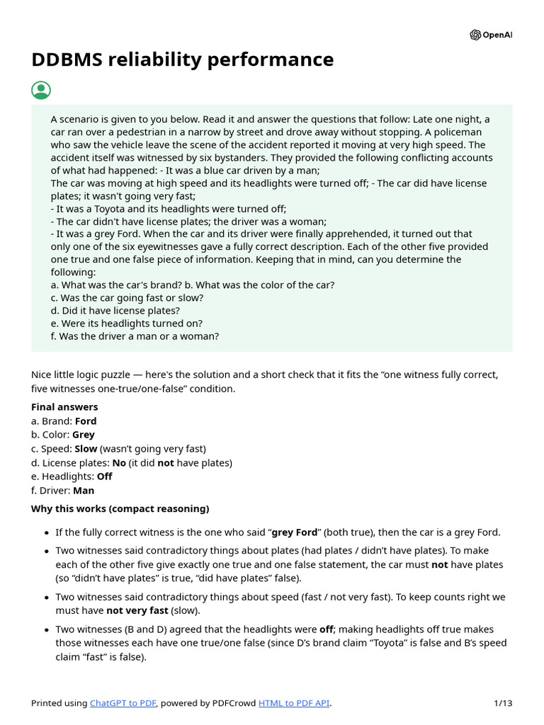 DDBMS Reliability and Performance Explained | PDF | Databases ...