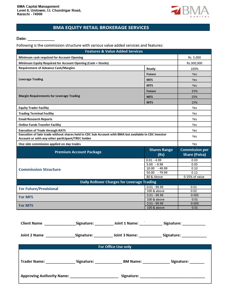BMA Commission Structure Overview | PDF | Margin (Finance) | Investing