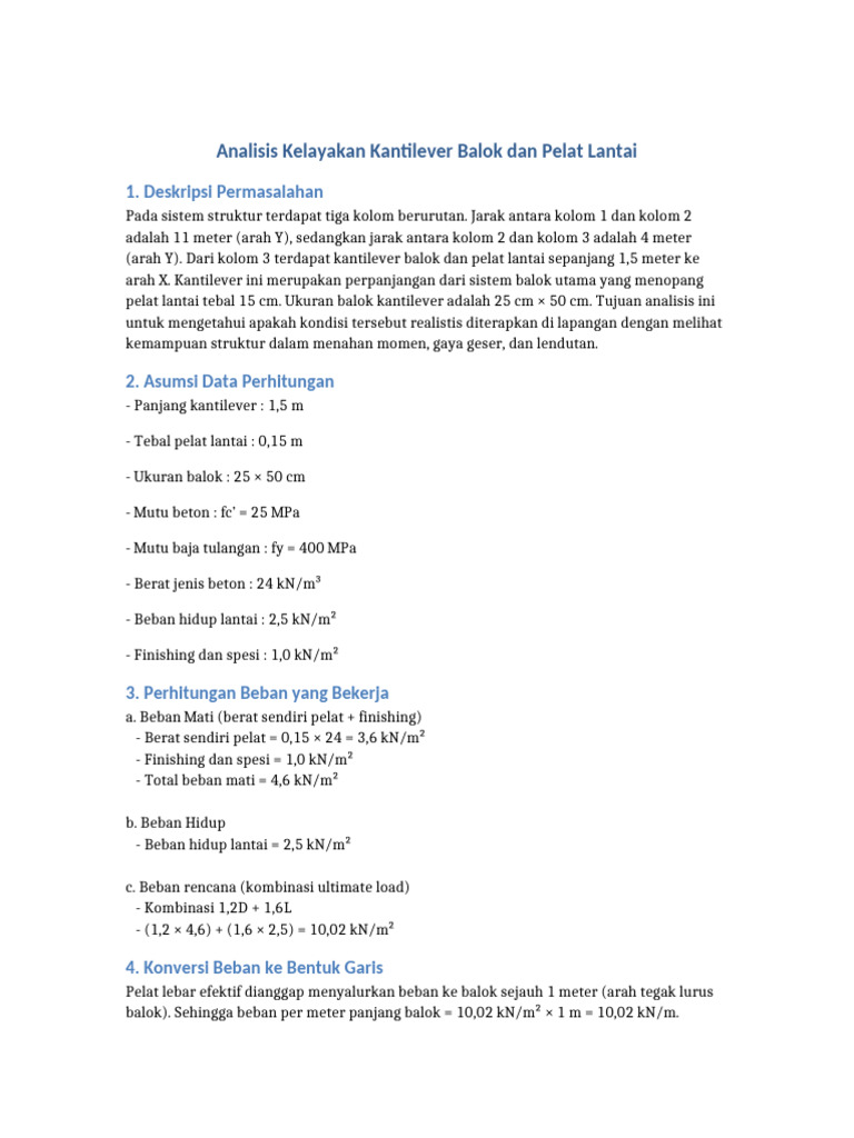 Analisis Kantilever Balok Plat Lantai Versi2 | PDF