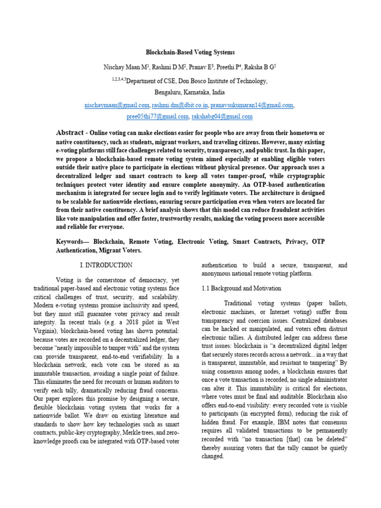 Blockchain Voting IEEE Format | PDF | Electronic Voting | Computer Network