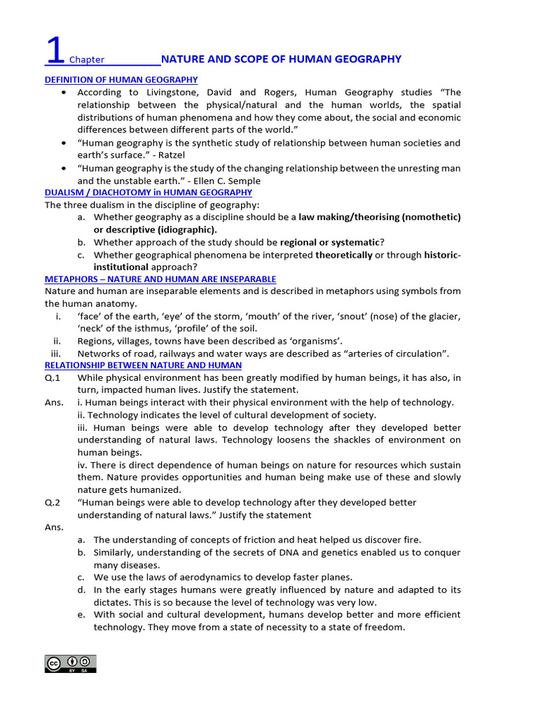 1 FHG Nature and Scope of Human Geography | PDF | Geography | Nature