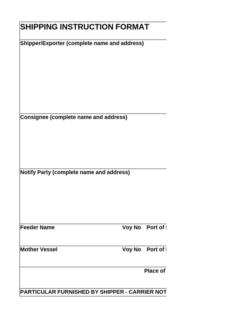 Shipping Intruction | PDF