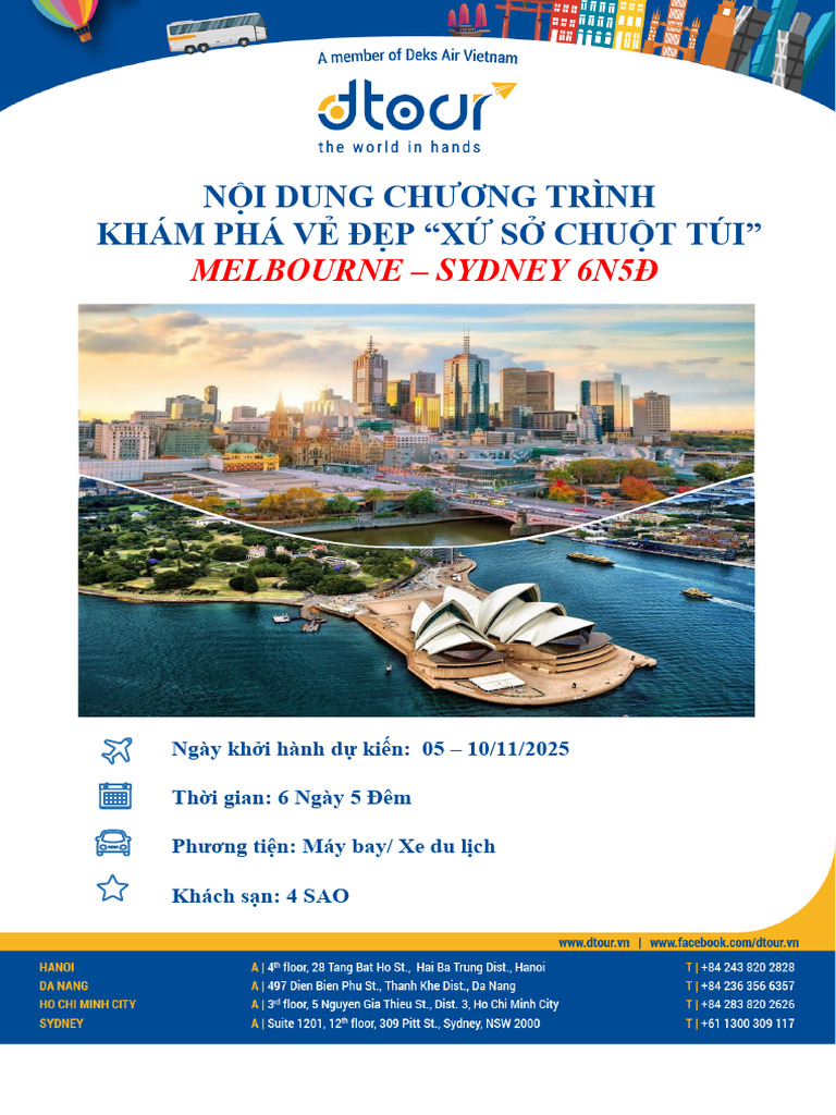 Chương Trình Tham Quan MEL - SYD (23 - 28.11.2025) | PDF