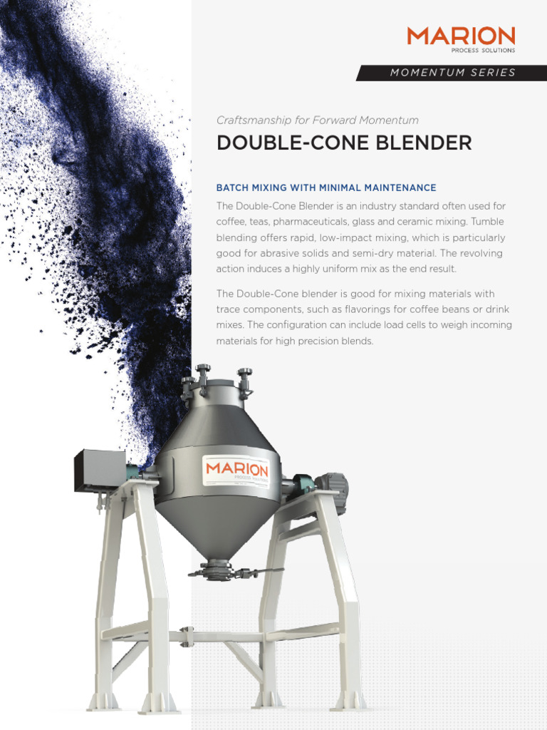 Marion Double Cone Blender Datasheet | PDF | Blender