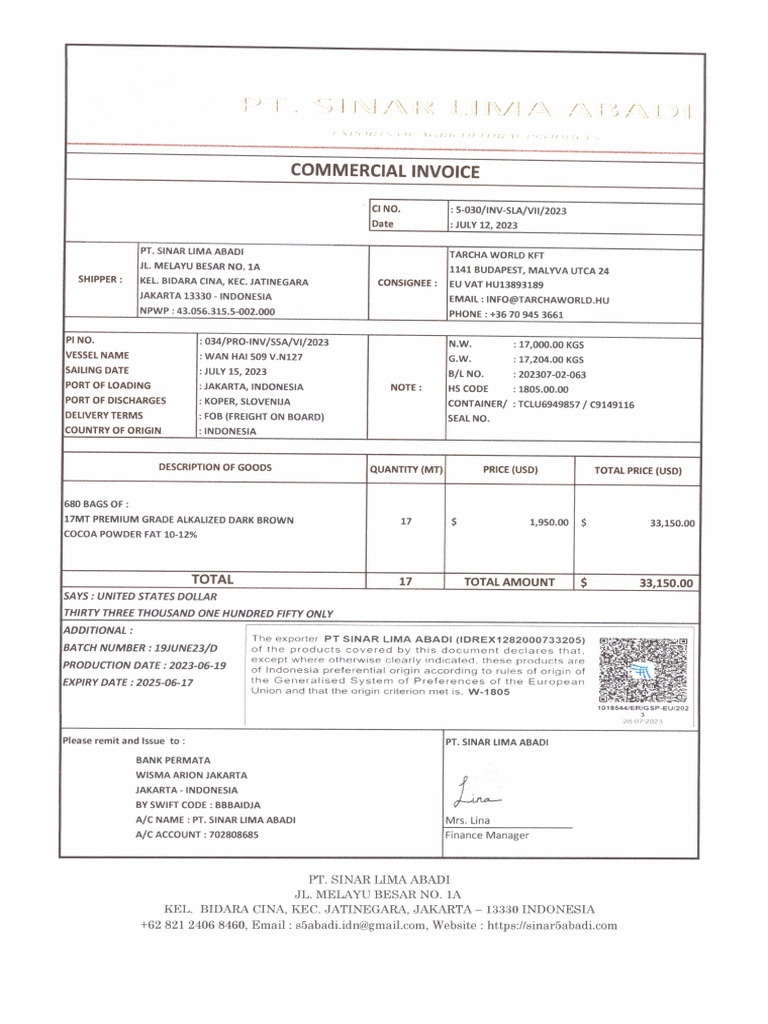Invoice & Packing List | PDF