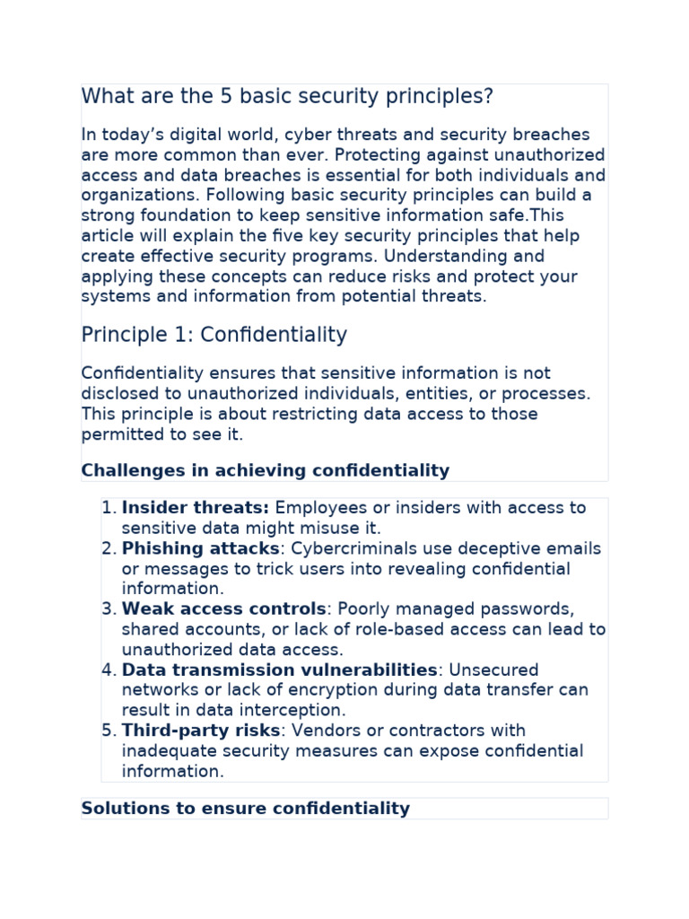 5 Basic Security Principles | PDF | Security | Computer Security