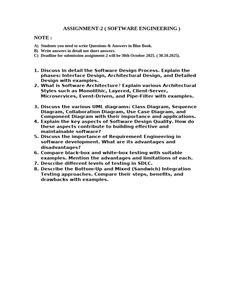 Software Engineering Assignment Guide | PDF