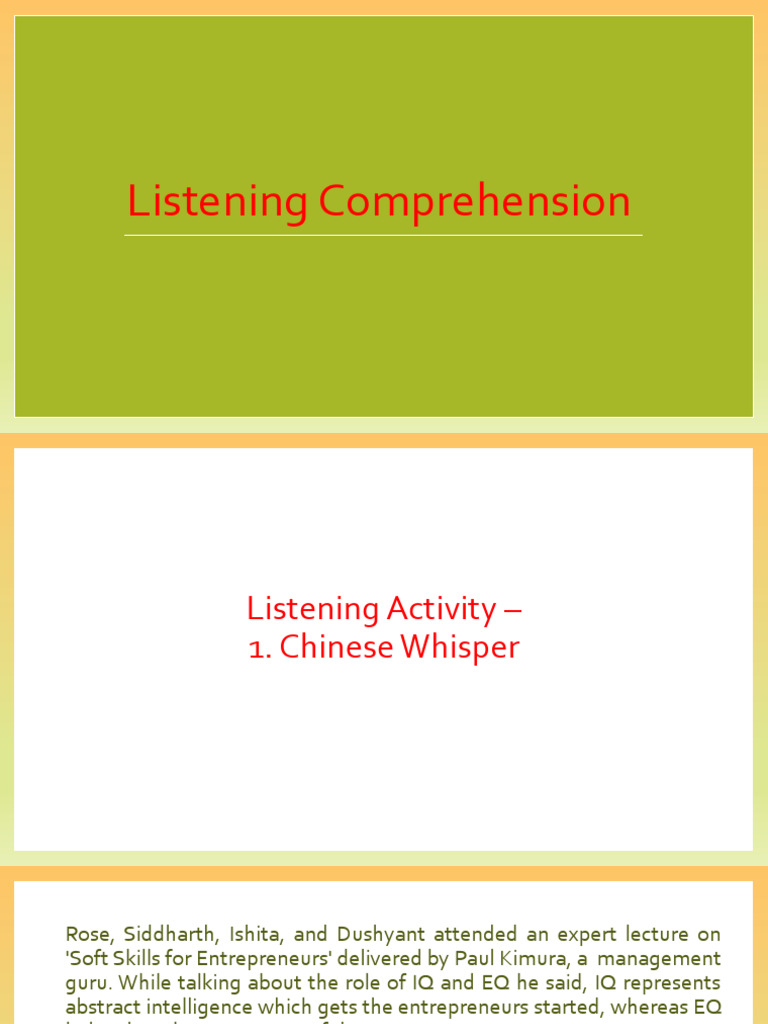 Listening Comprehension | PDF | Human Communication | Cognitive Science