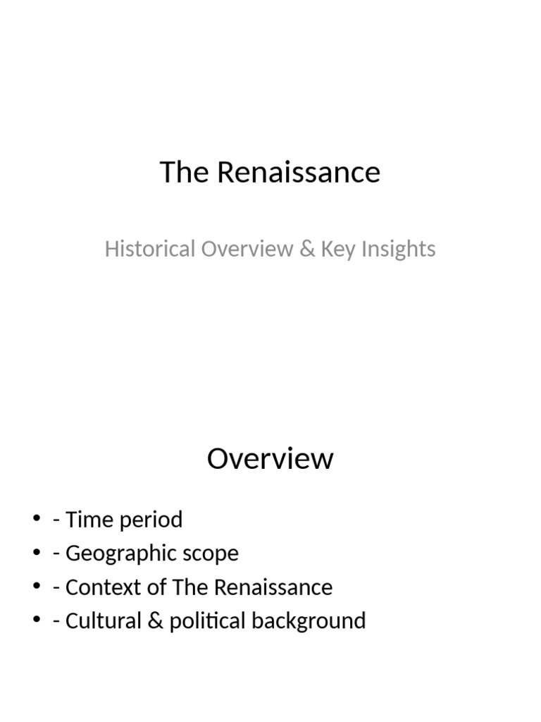 The Renaissance: Key Insights & Impact | PDF