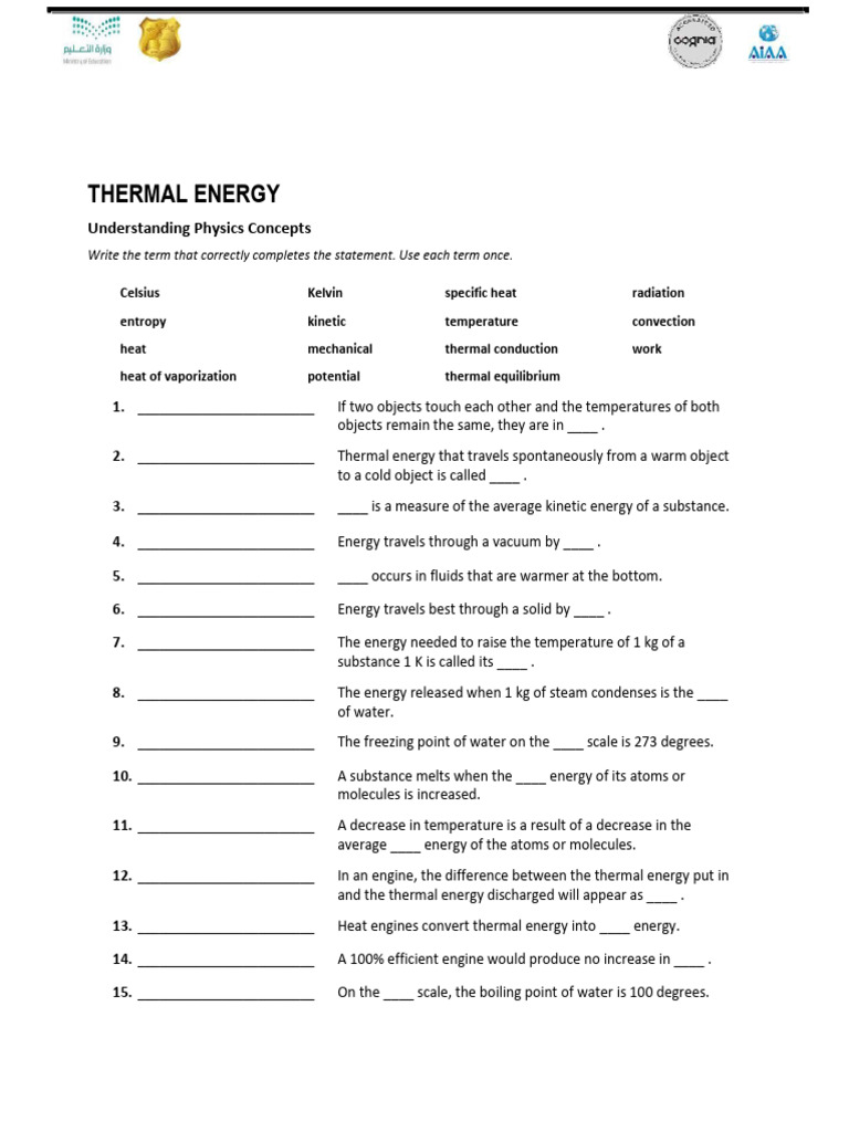 Thermal Energy Concepts and Calculations | PDF | Heat | Temperature