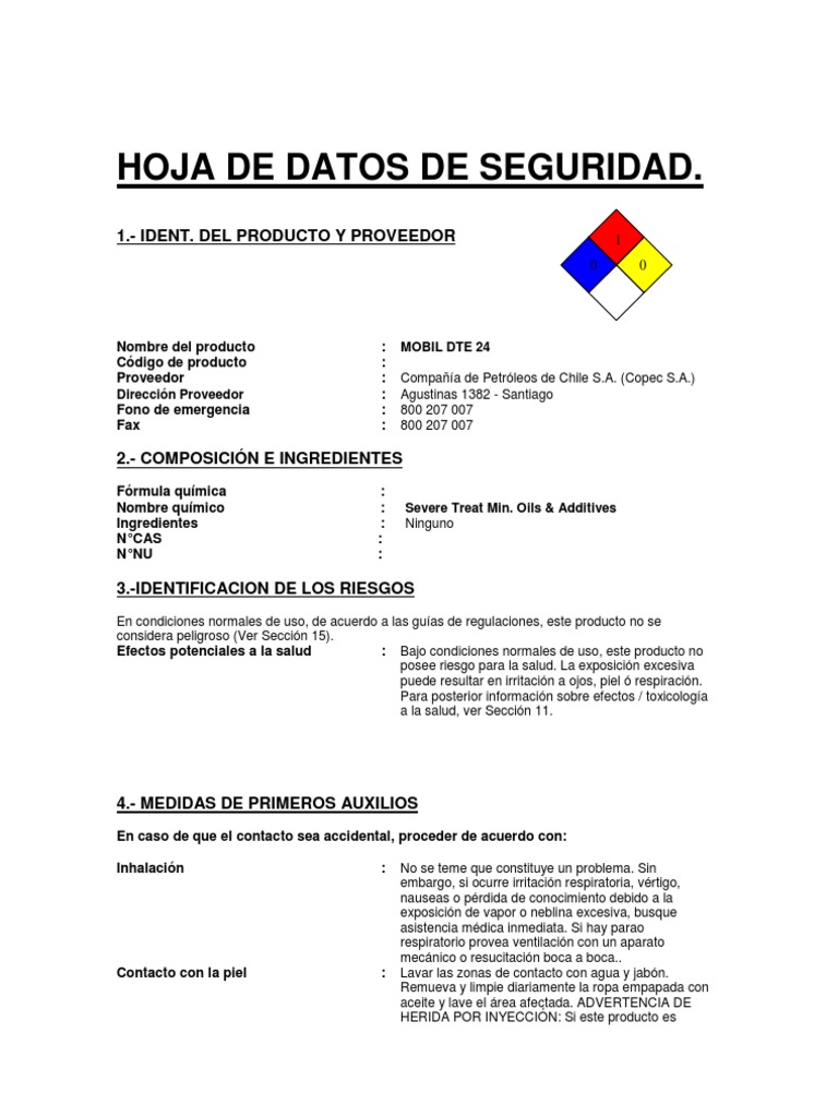 Dte 24 Hoja de Seguridad | PDF | Agua | Líquidos