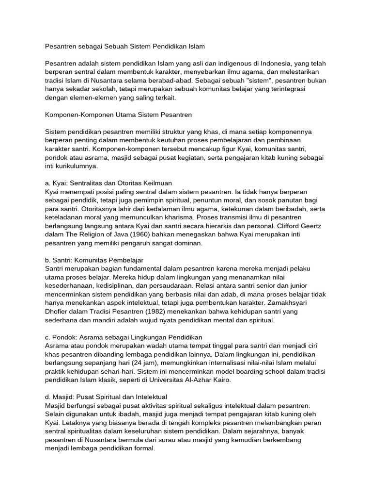 Sistem Pendidikan Pesantren Islam | PDF