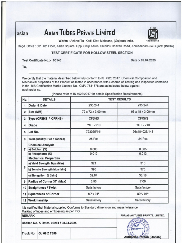72 x 72 x 3.00mm - 25 Nos 96 x 48 x 3.00mm - 24 Nos 09.04 | PDF