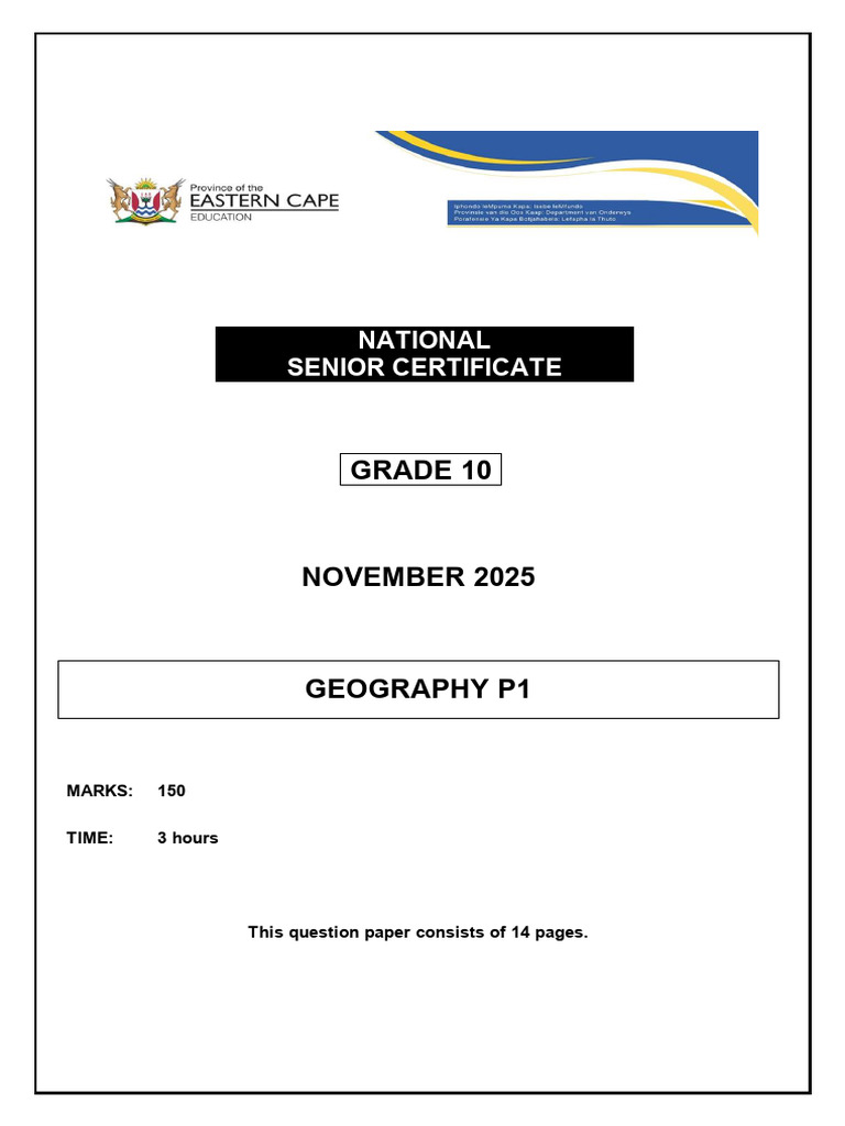 Grade 10 Geography Exam Paper 2025 | PDF | Fault (Geology) | Atmosphere ...
