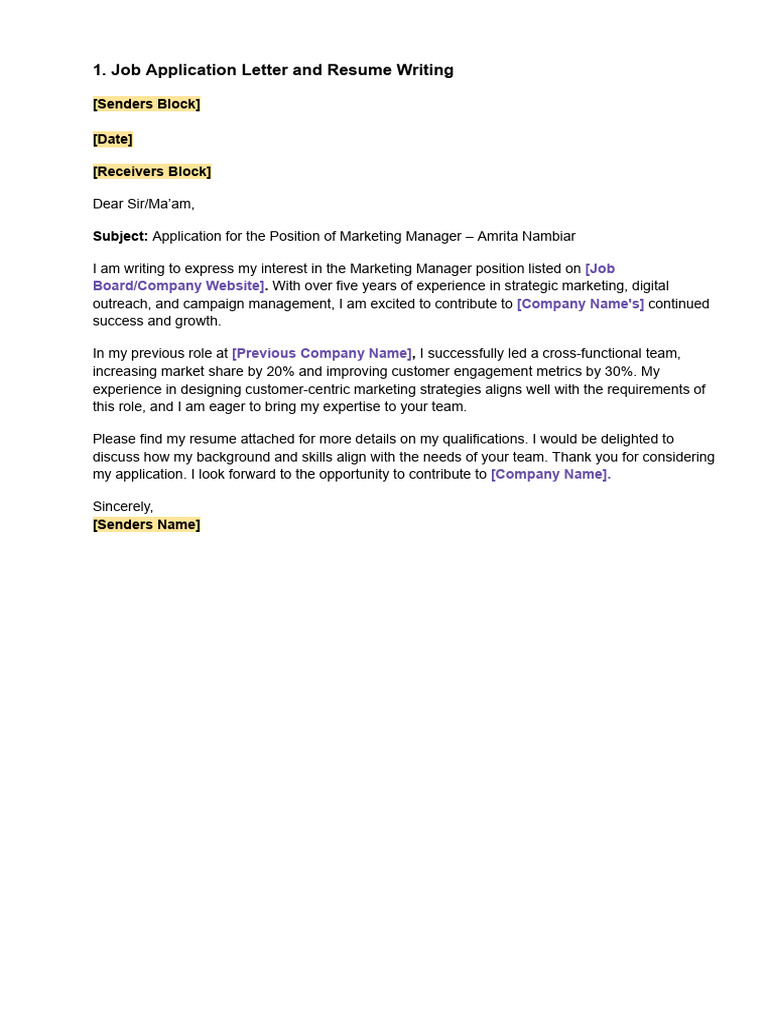 Sample Letters Sem I | PDF