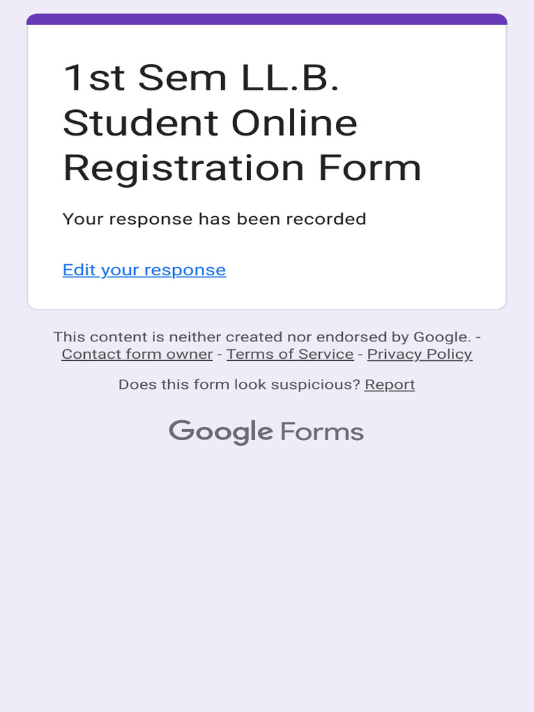 1st Sem LL.B. Student Online Registration Form | PDF