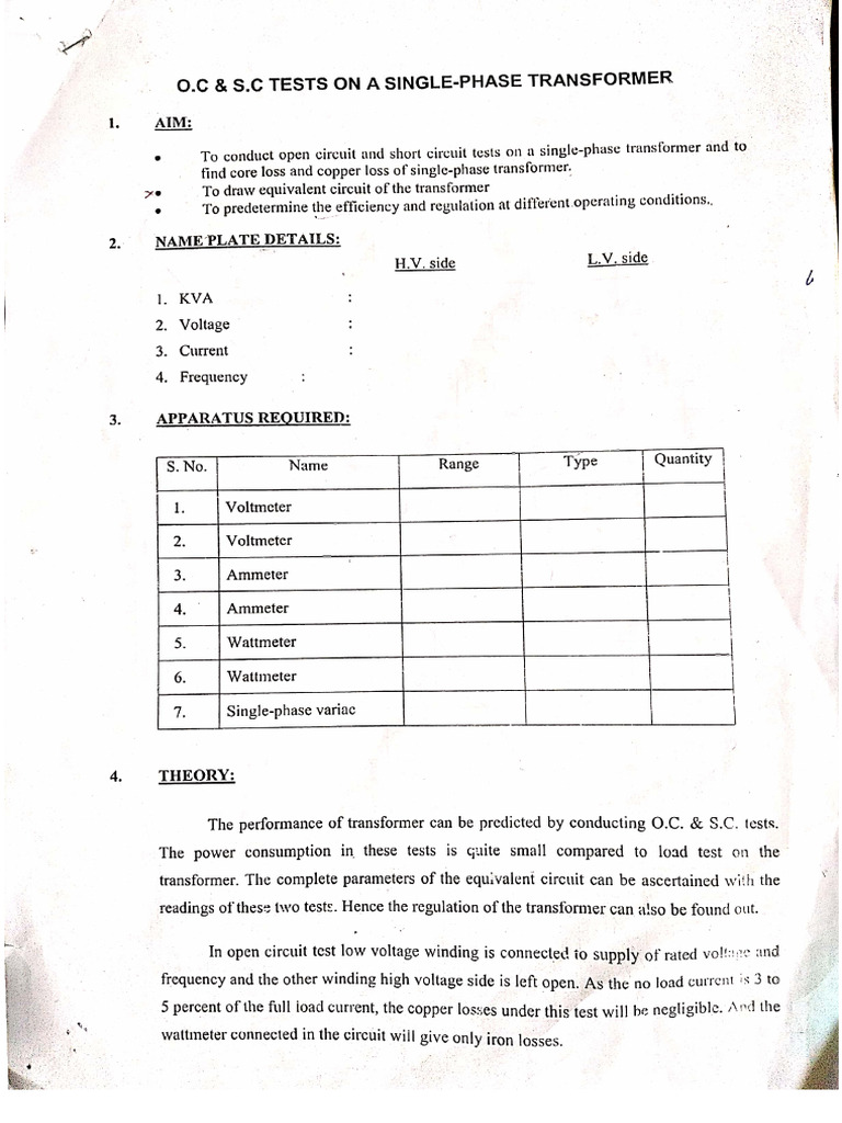 O.C and S.C Tests | PDF