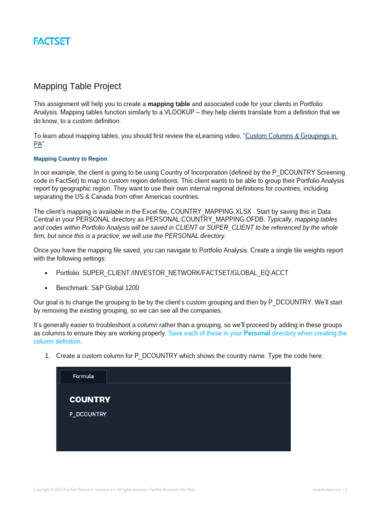 Mapping Table Practice Assignment - Hemanth | PDF | Fact Set | Computing