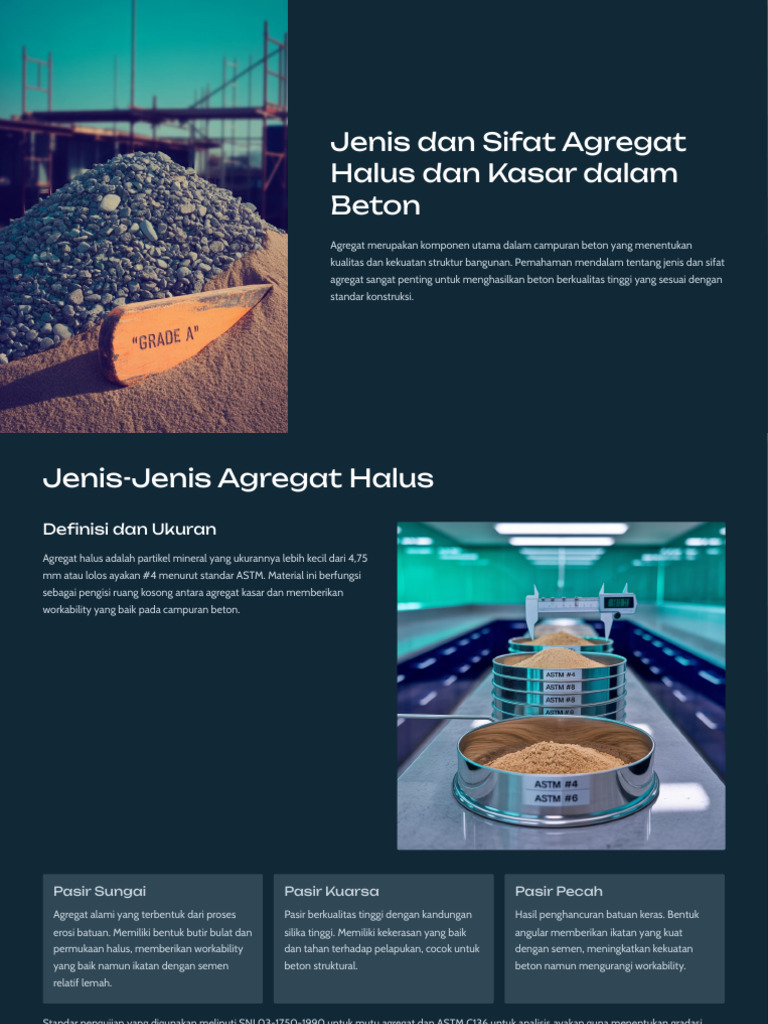 Jenis Dan Sifat Agregat Halus Dan Kasar Dalam Beton | PDF