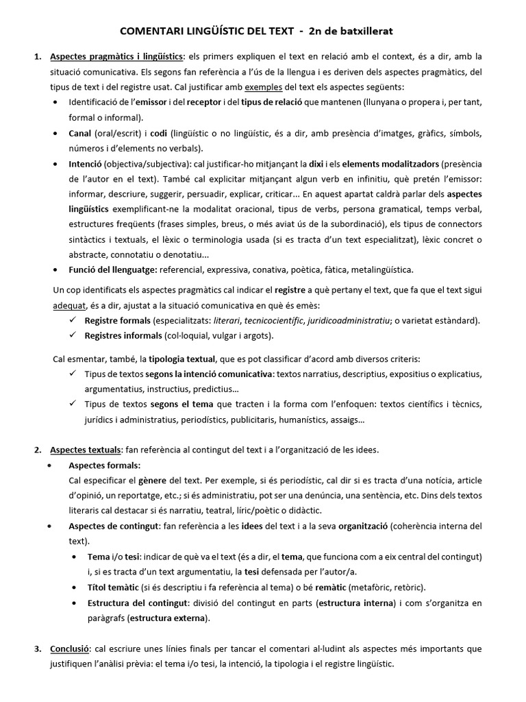 Guió Comentari de Text Comprimit | PDF