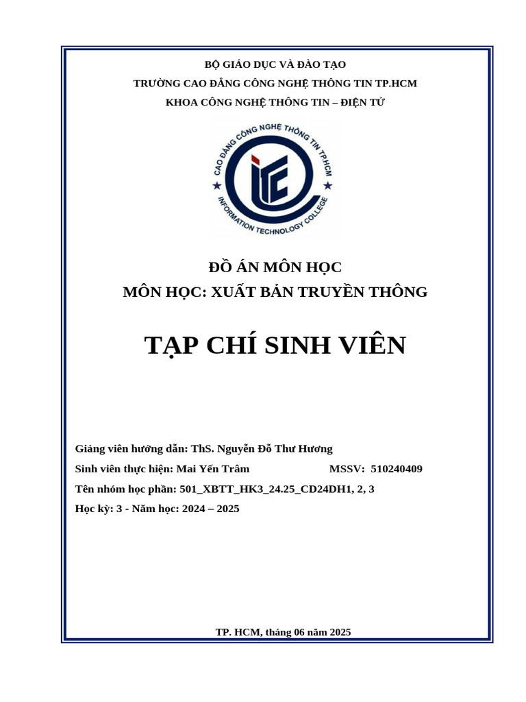 DoAn InDesign BaiLam MaiYenTram | PDF
