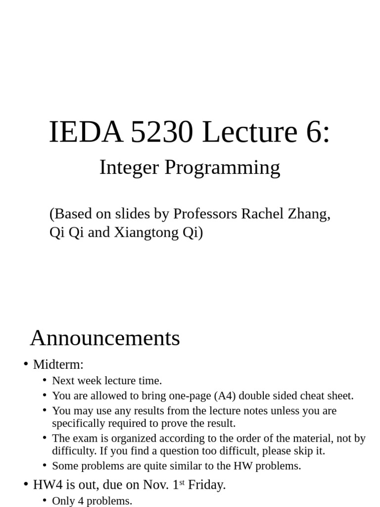 lec6 | PDF | Linear Programming | Analysis