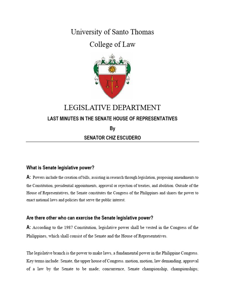 University of Santo Thomas College of Law: Last Minutes in The Senate ...