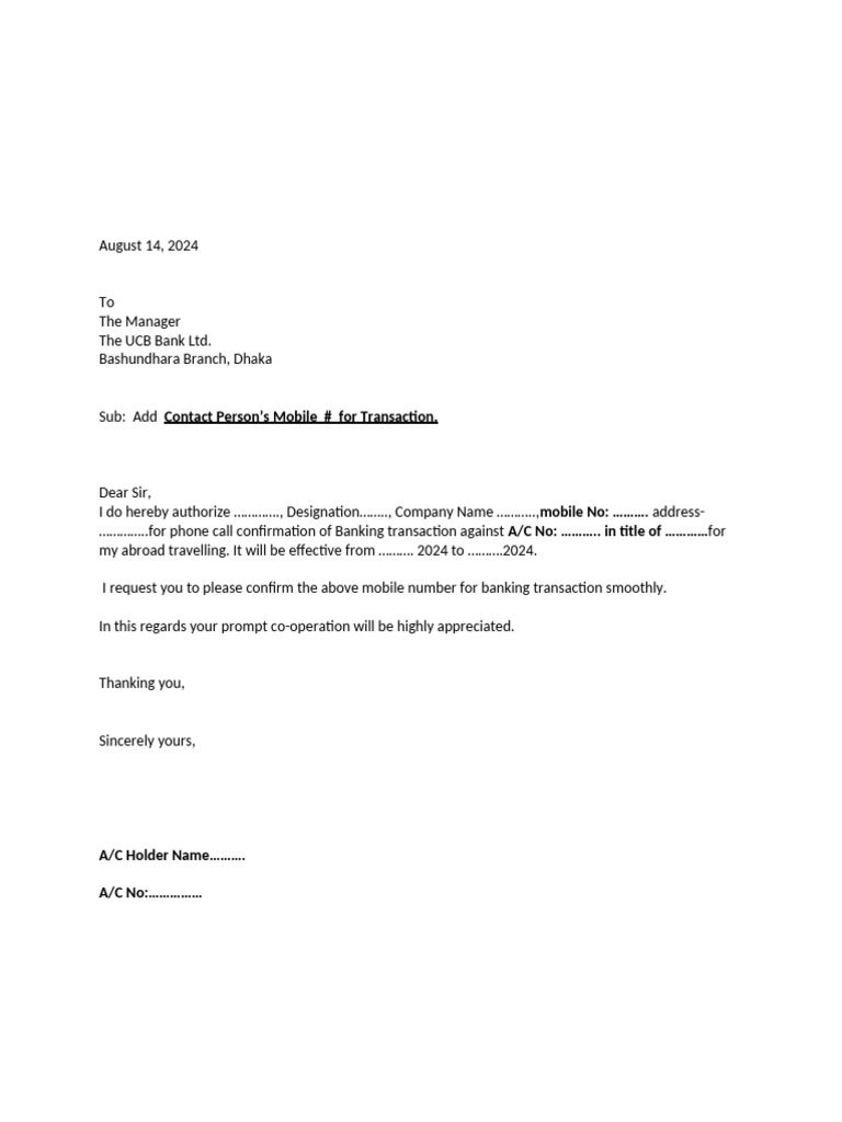 Positive Pay Letter | PDF