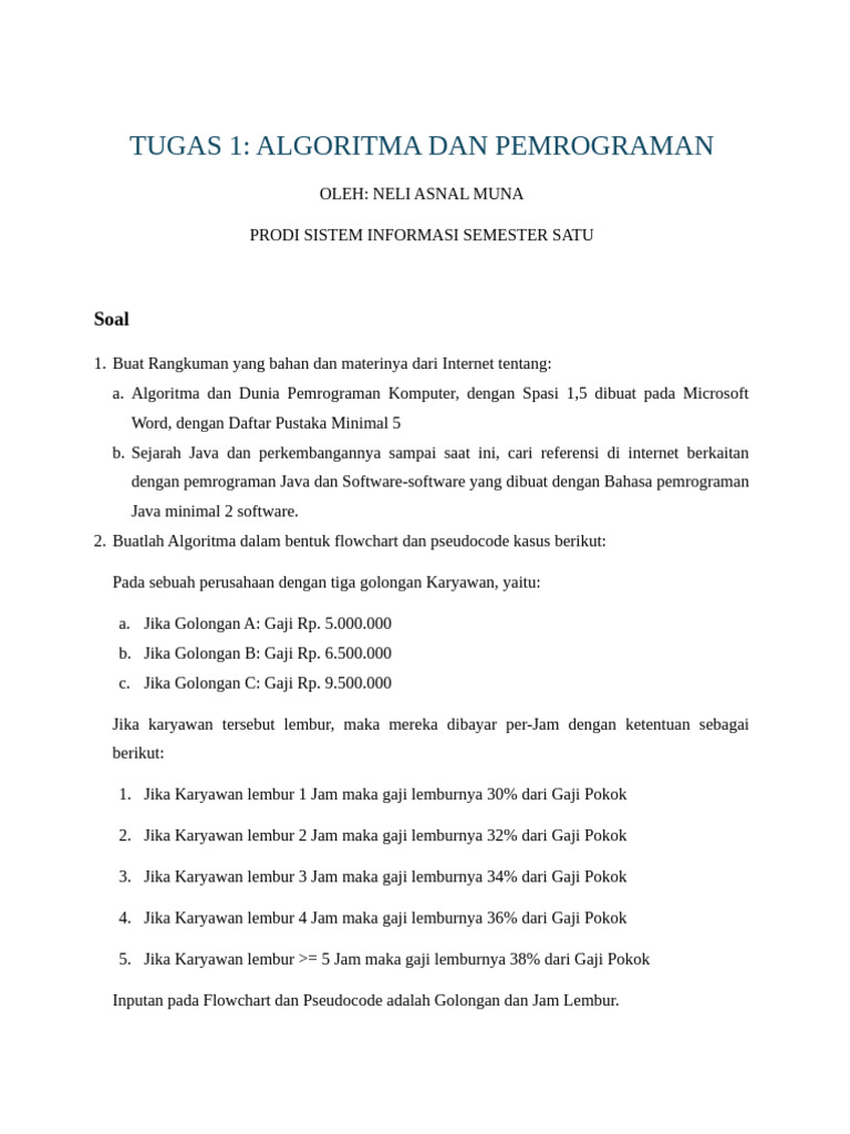 Tugas 1 Algoritma Dan Pemrograman | PDF
