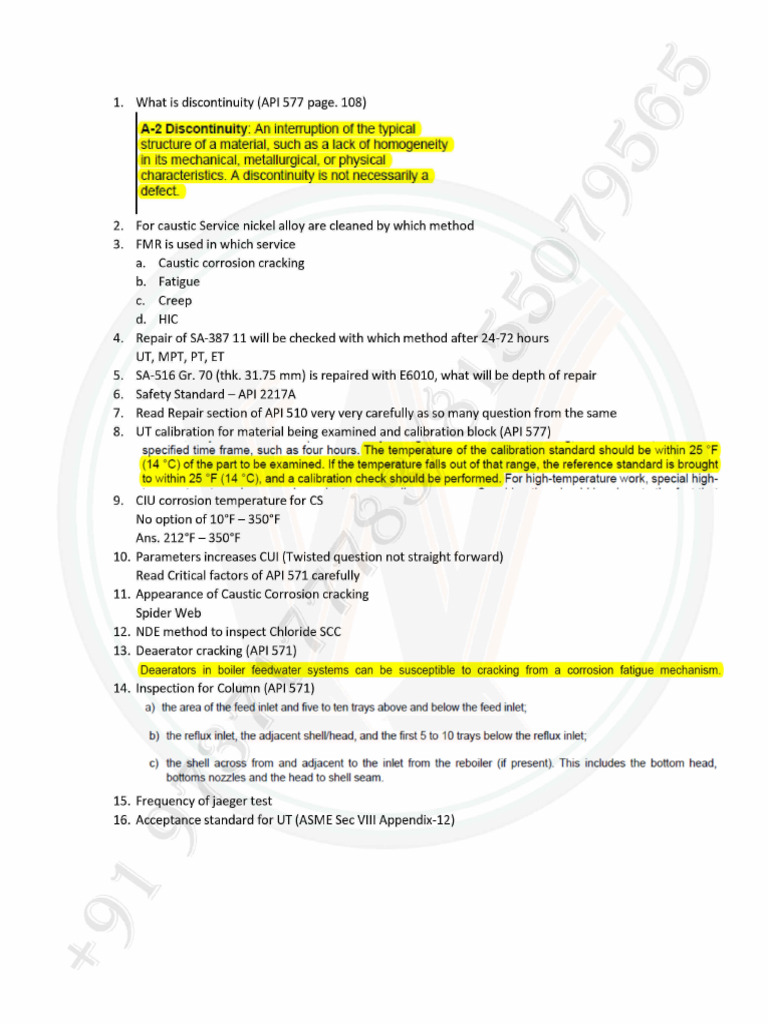API 510 Question Bank Latest | PDF
