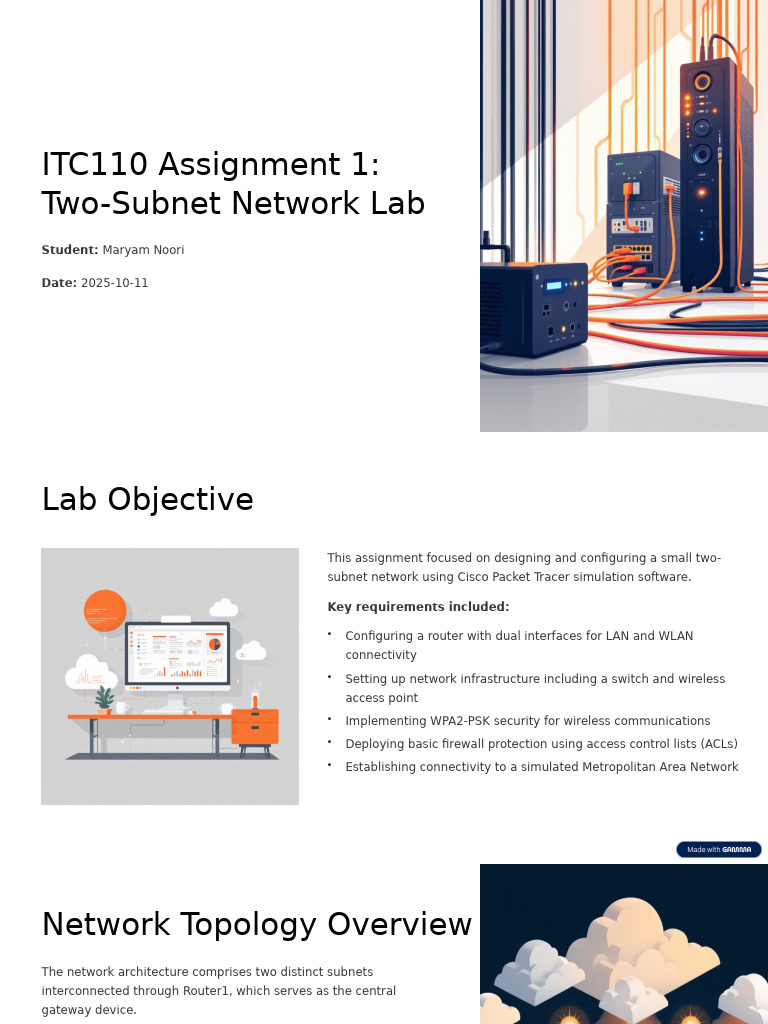 ITC110 Assignment 1 Two Subnet Network Lab | PDF | Computer Network | Wireless Lan