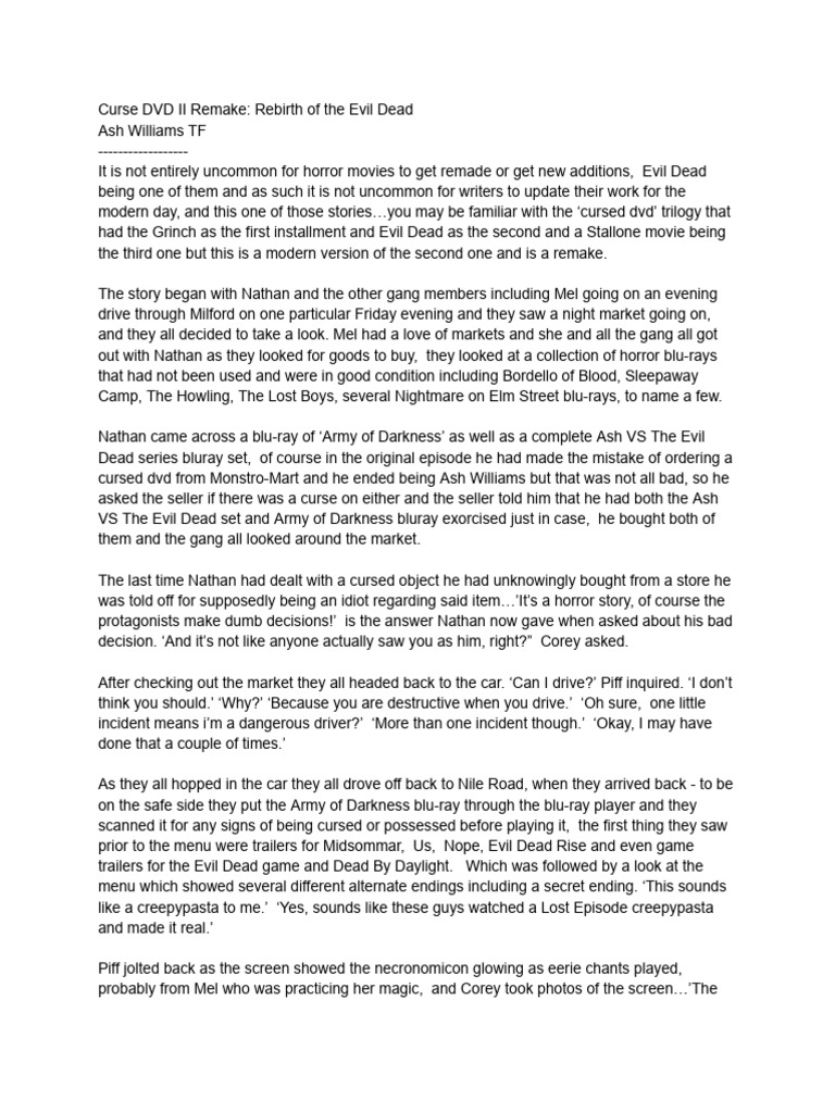 Curse DVD II Remake_ Rebirth of the Evil Dead | PDF