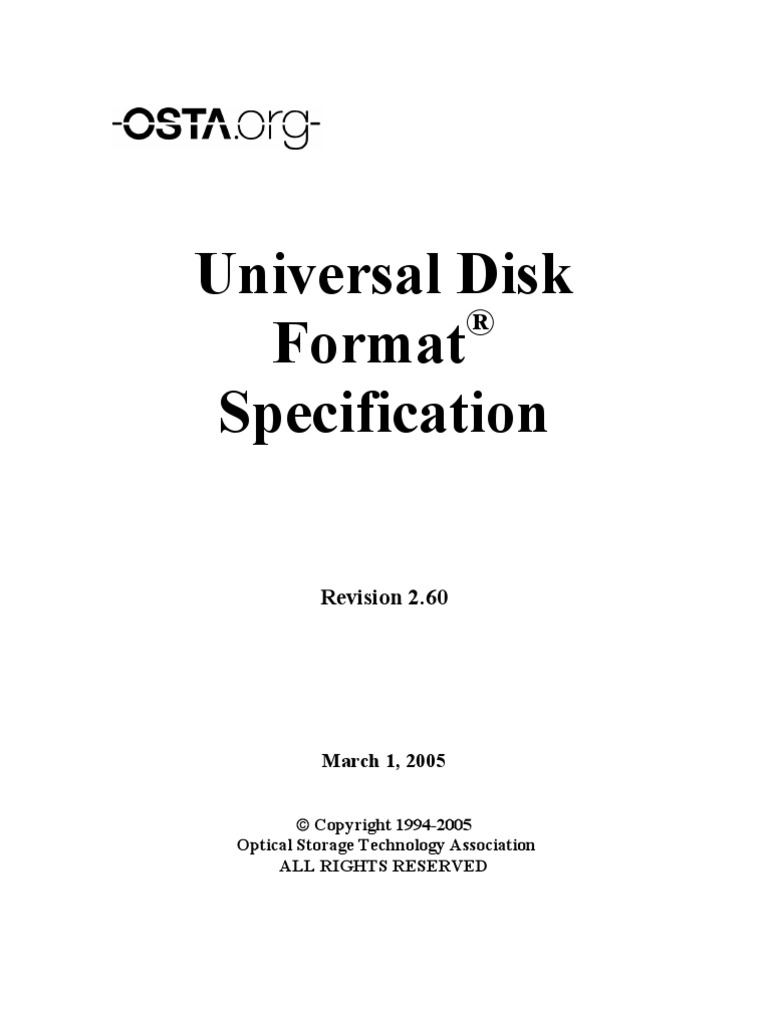 Universal Disk Format Specification: Revision 2.60 | PDF | Cd Rom | Blu Ray