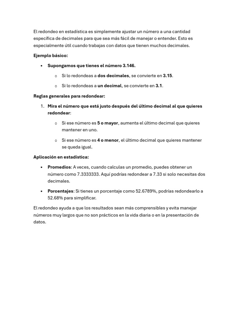 Redondeo en Estadística: Guía Práctica | PDF