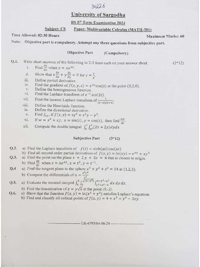 Multi Calculus Cs 2024 | PDF