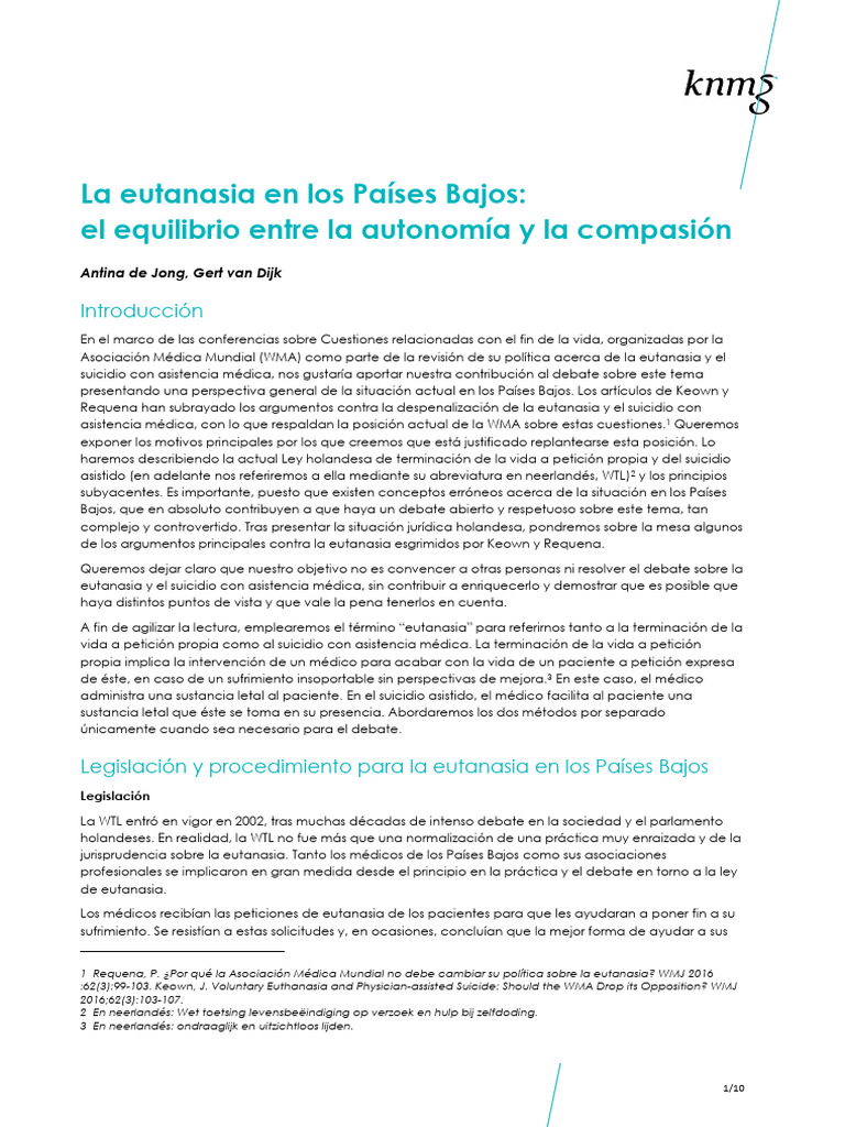 Eutanasia en Países Bajos: Ley y Debate | PDF | Argumento | Sufrimiento