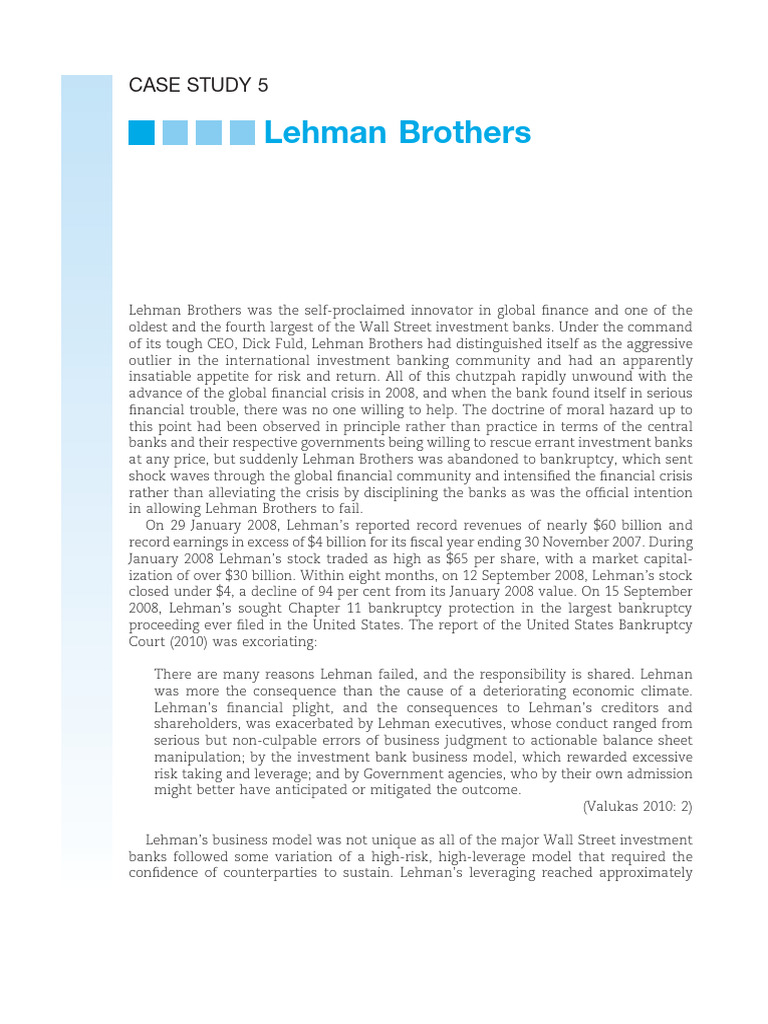 Lehman Brothers: A Case Study on Bankruptcy | PDF | Repurchase ...